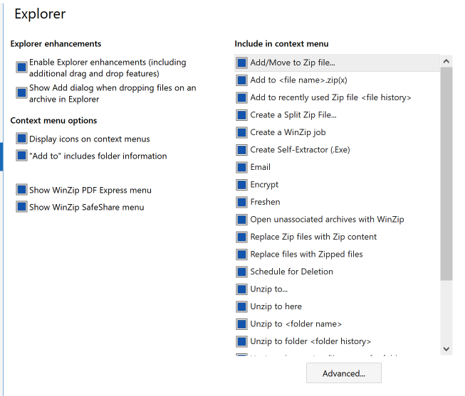 KB Corel: Manage WinZip Settings